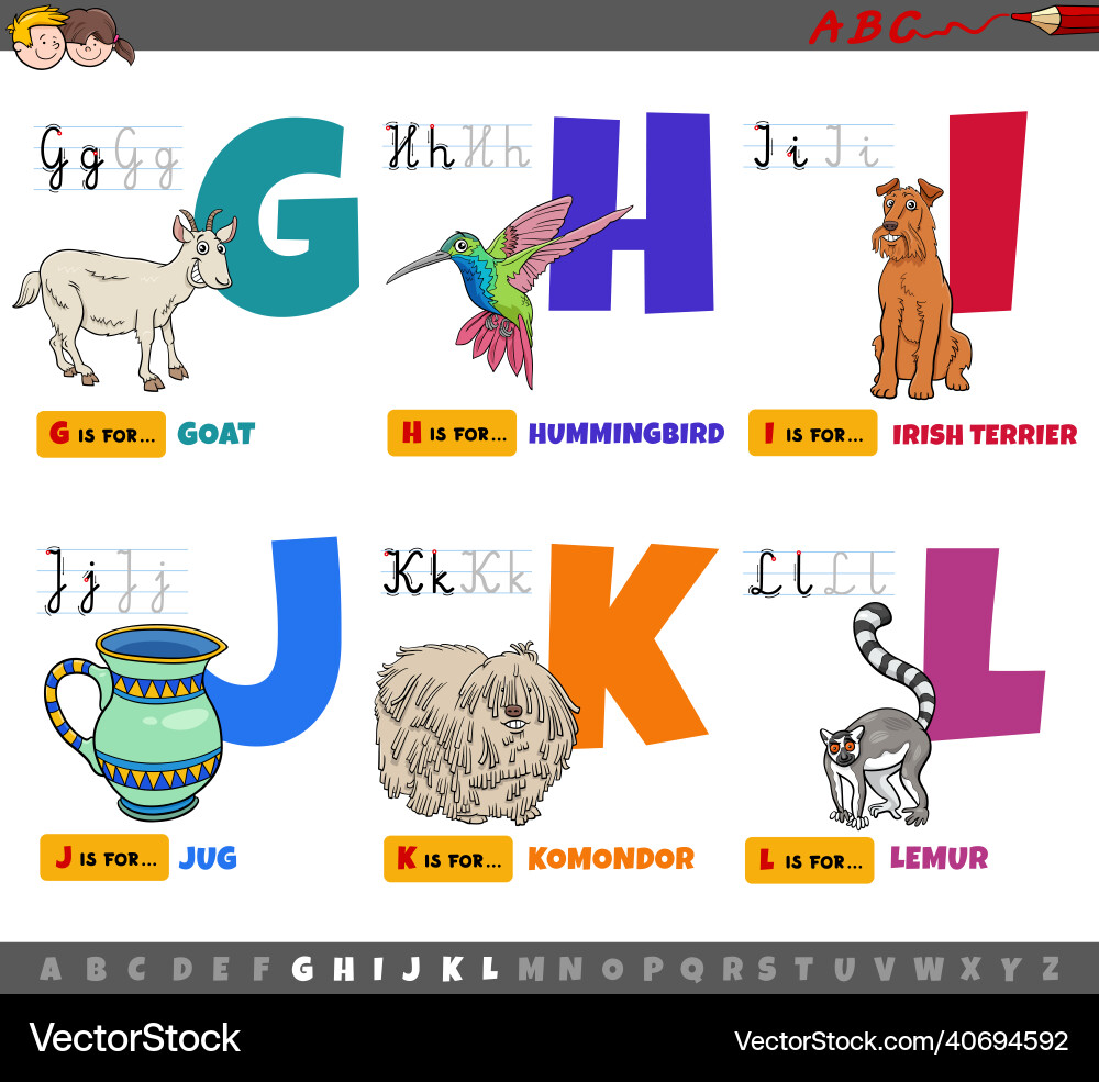 Educational cartoon alphabet letters for children Vector Image