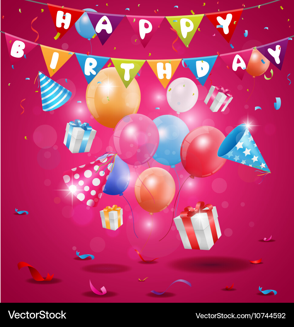 Happy birthday celebration with confetti and Vector Image