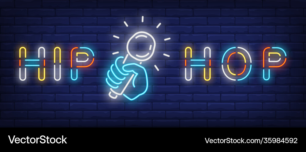 Hip hop neon style banner Royalty Free Vector Image