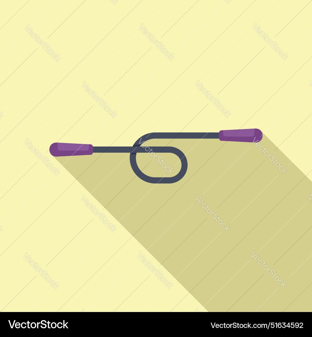Jump rope lying on the ground with long shadow Vector Image