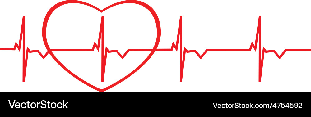 Red ECG Line with Heart Silhouette Royalty Free Vector Image