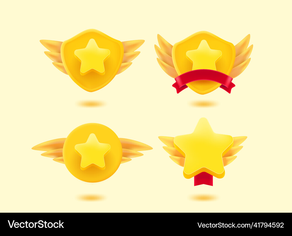 Star rating golden labels 3d set Royalty Free Vector Image