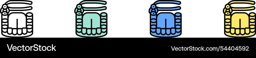 Tooth extraction icon outline green blue Vector Image
