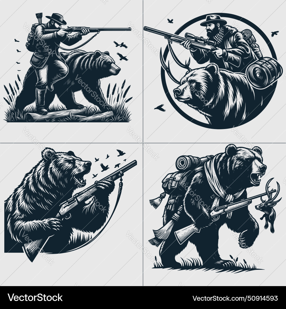 Bear hunting wild bear hunting hunting v Vector Image