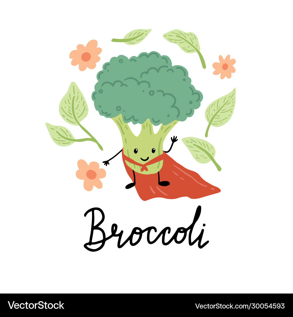 Cartoon broccoli character Royalty Free Vector Image