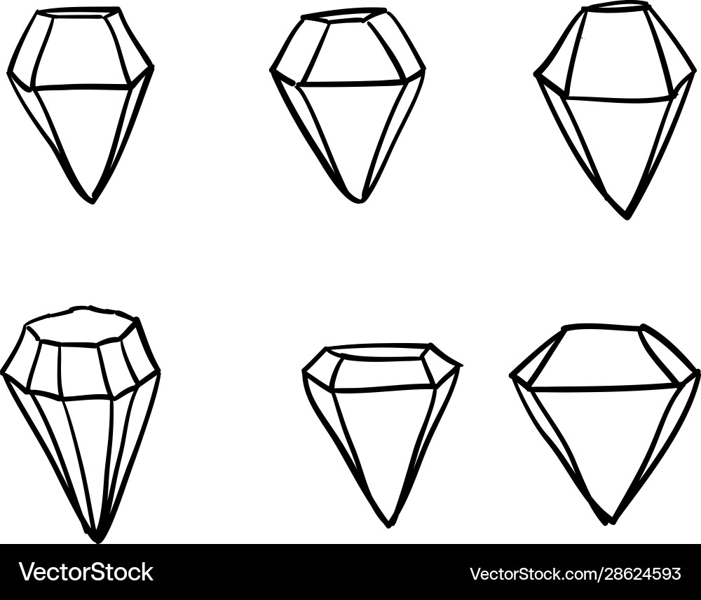 Doodle diamond collection Royalty Free Vector Image