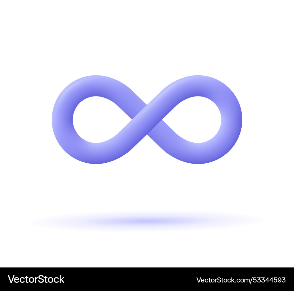 Endless infinity sign 3d icon cartoon minimal Vector Image