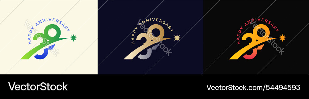 Logo anniversary with rising star 39th happy Vector Image