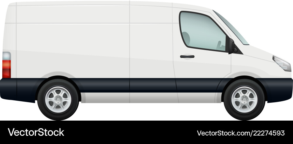 Mini van car side view of white minivan Royalty Free Vector