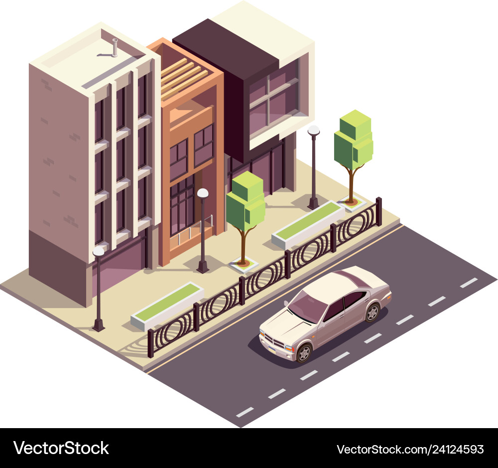 Modern city block composition Royalty Free Vector Image