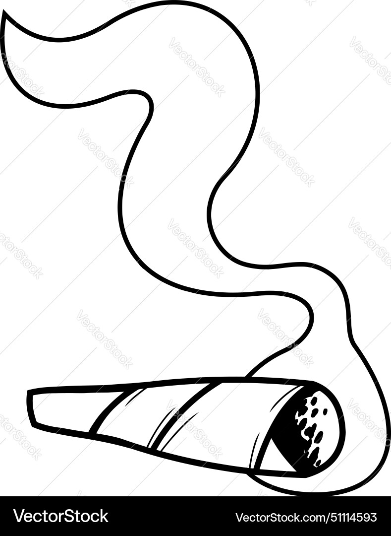 Outlined cartoon marijuana cannabis cigarette Vector Image