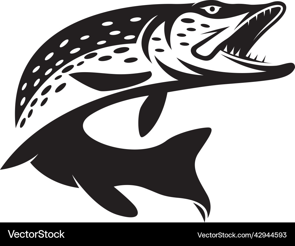 Pike fish fishing template Royalty Free Vector Image