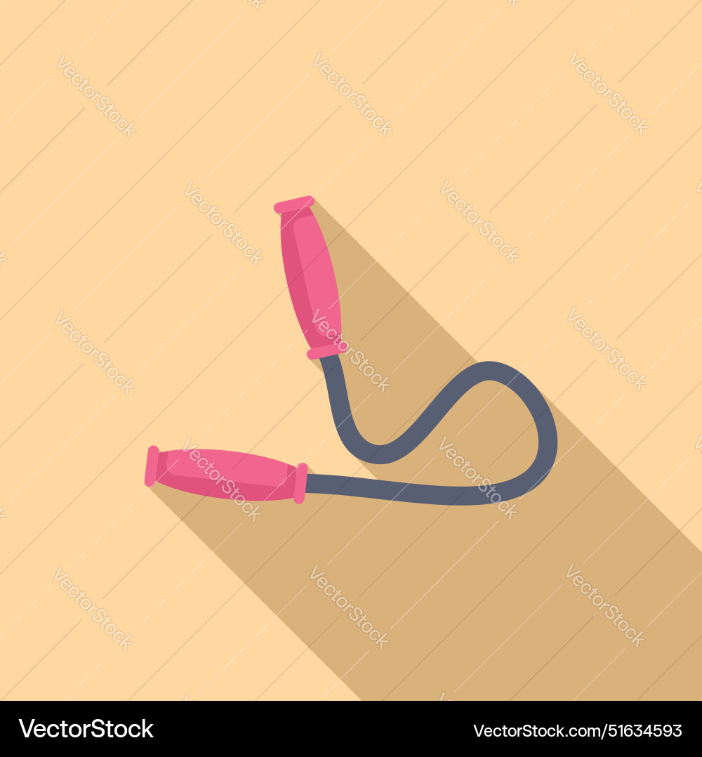 Pink skipping rope on yellow background with long Vector Image