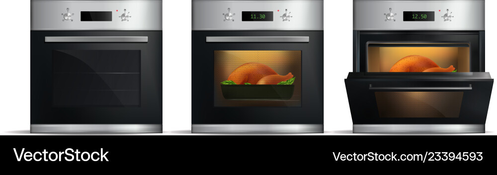 Realistic kitchen ovens set Royalty Free Vector Image