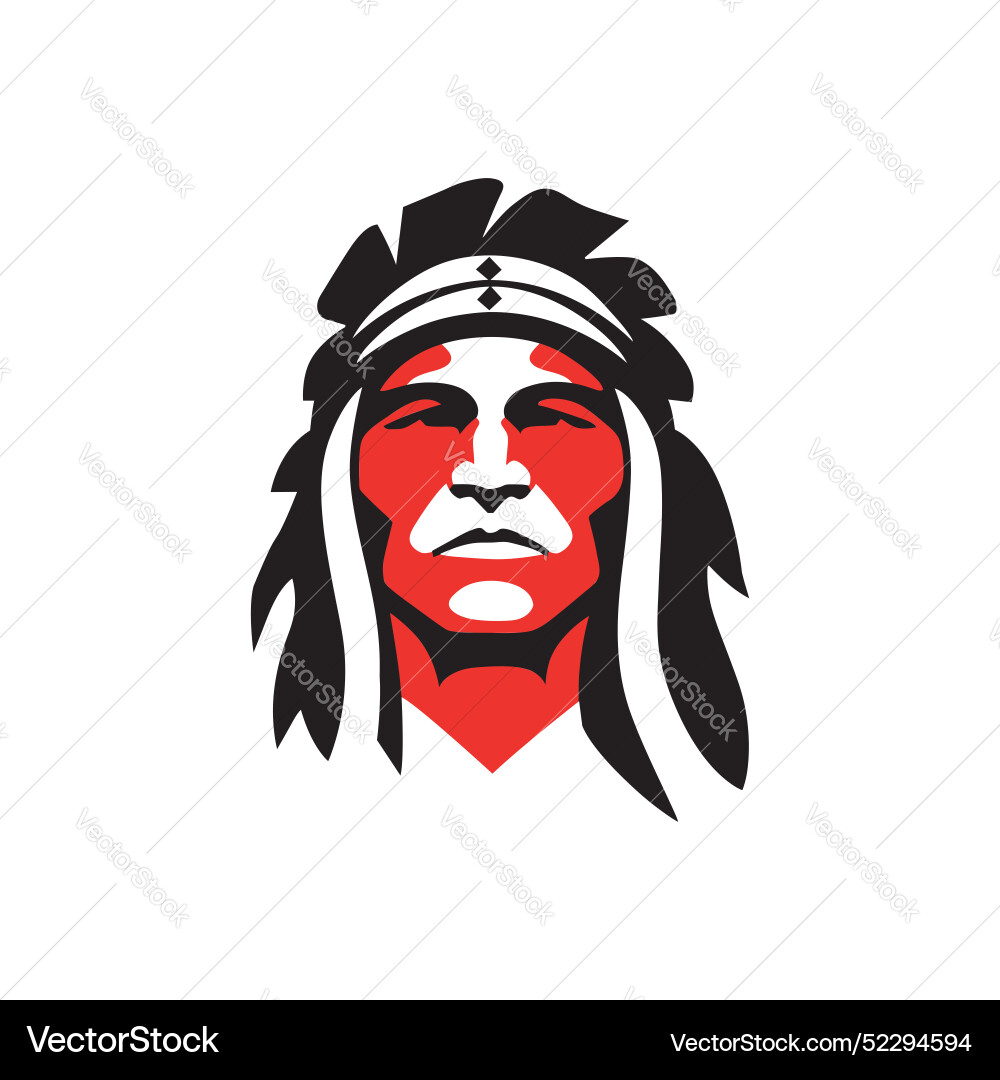 Native american head warrior apache red indian Vector Image