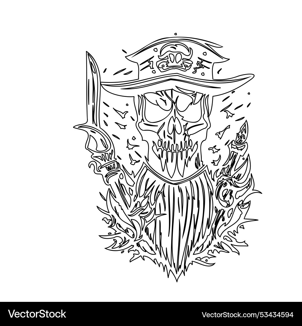 Pirate outline sketch Royalty Free Vector Image