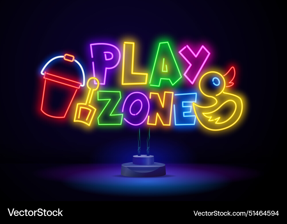 Play zone design template neon sign Royalty Free Vector