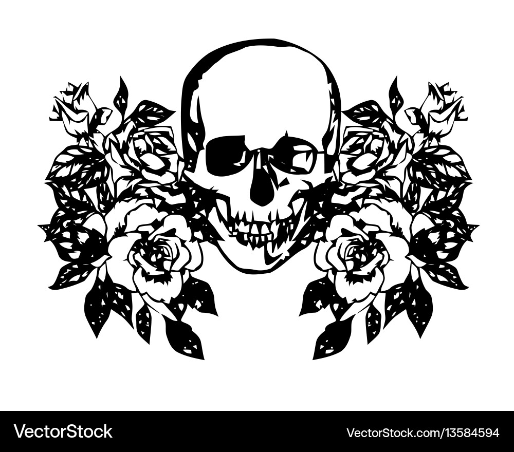 Skull and roses Royalty Free Vector Image - VectorStock
