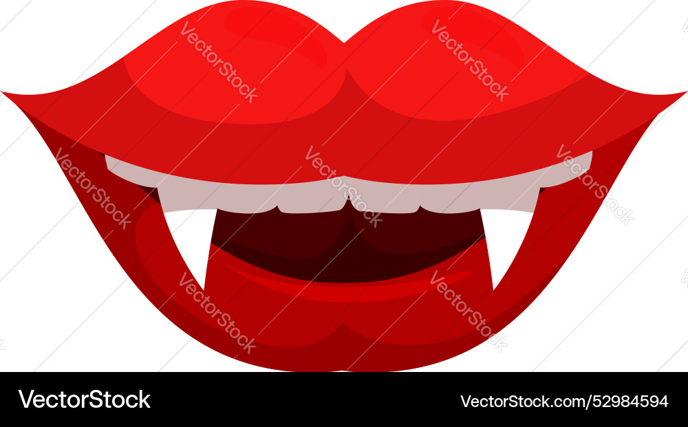 Vampire showing fangs with red lips baring teeth Vector Image