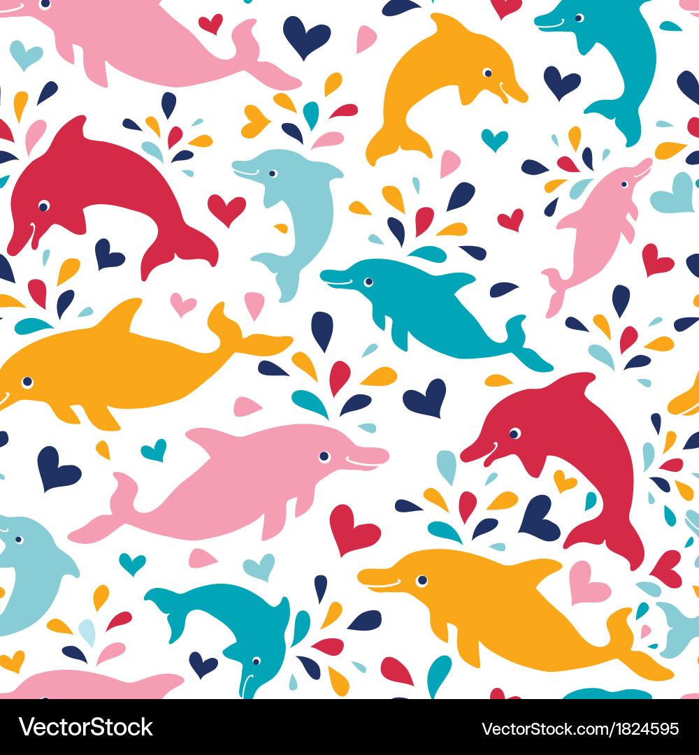 Colorful Dolphin Seamless Pattern Royalty Free Vector Image