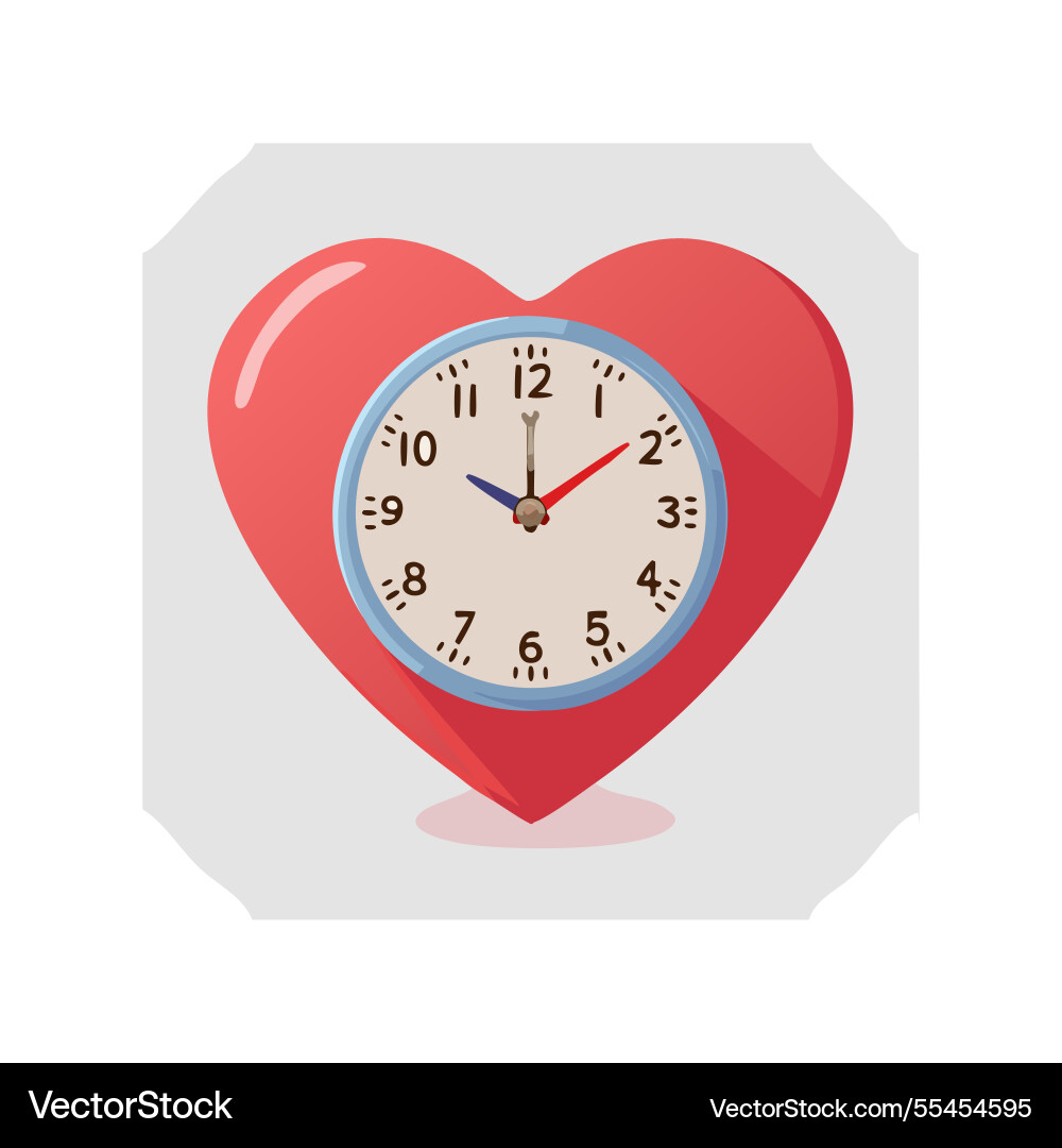Heart-shaped clock Royalty Free Vector Image - VectorStock