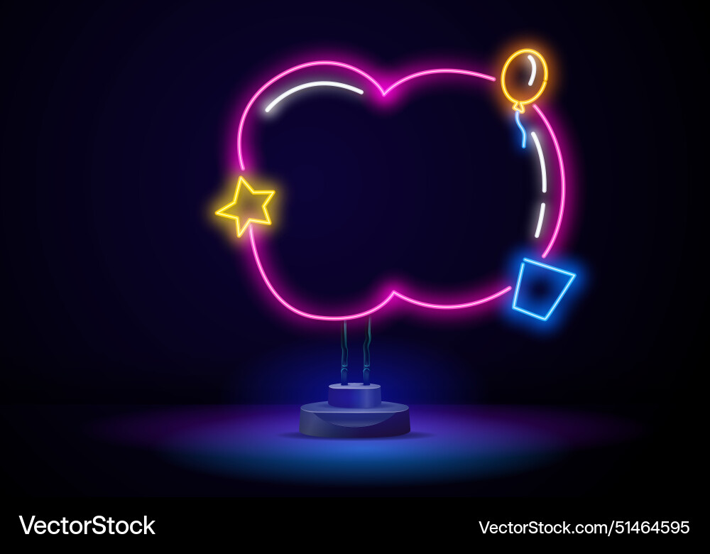 Realistic isolated neon sign of bubbles frame Vector Image