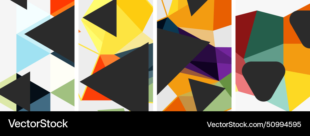 Symmetrical pattern of colorful triangles on white