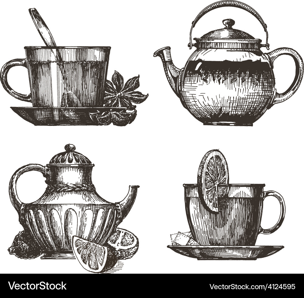 Tea party logo design template drink Royalty Free Vector