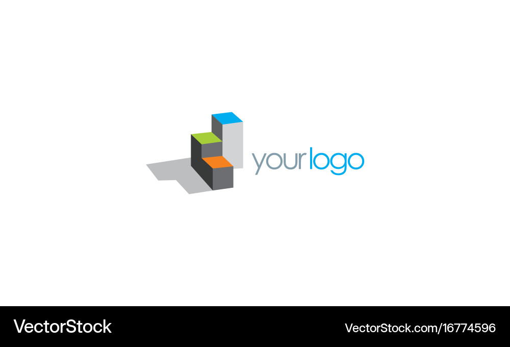 3D Building Cube Logo Royalty Free Vector Image