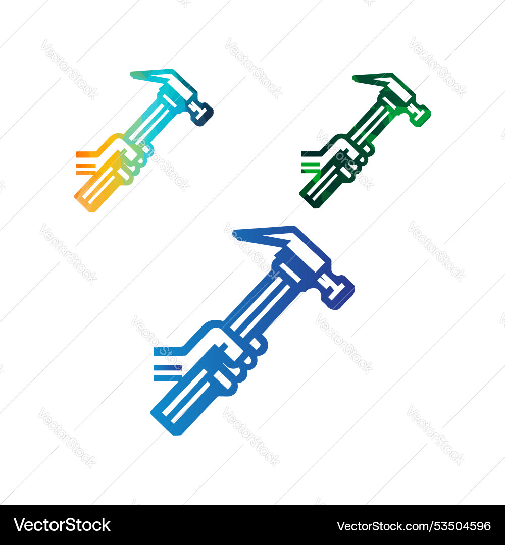 Colorful hand and hammer icons for construction Vector Image