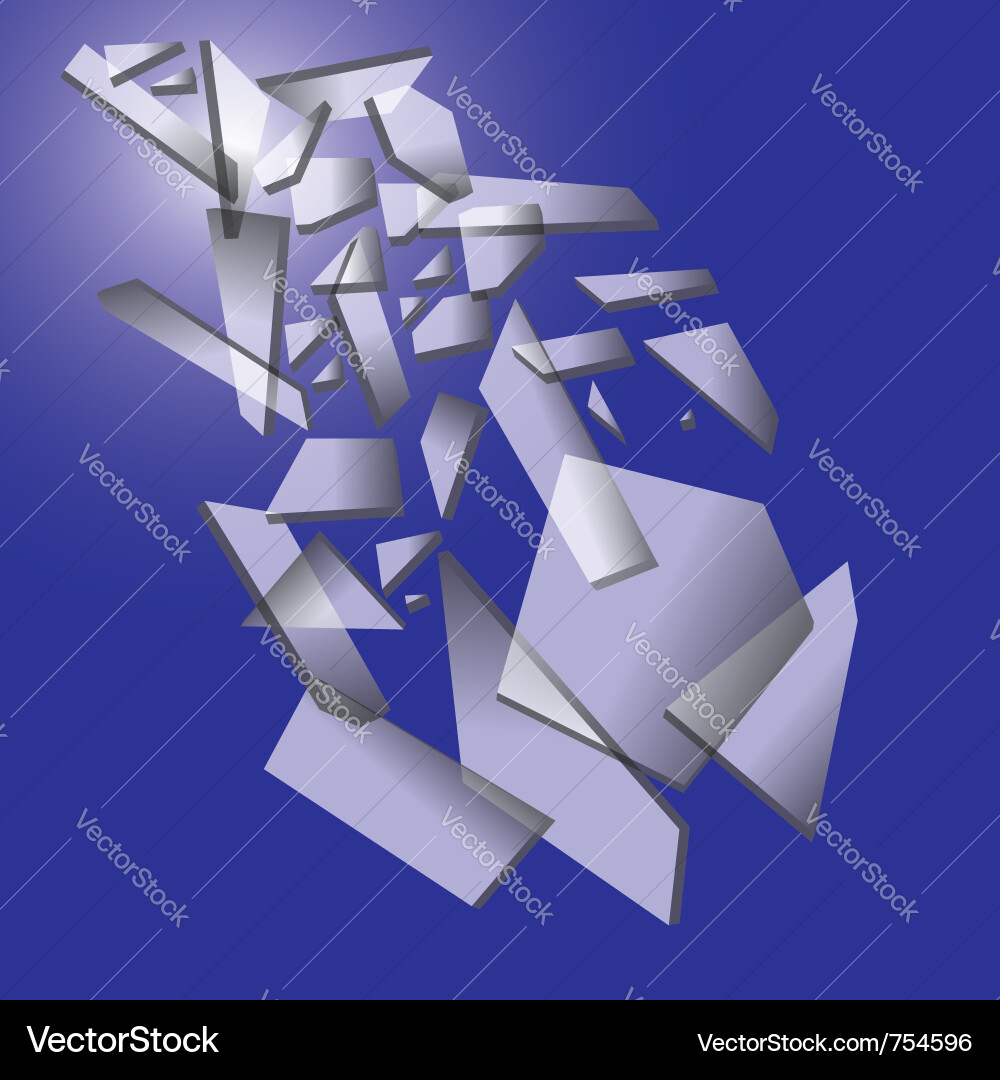 Fragmented Glass Shattering on Blue Royalty Free Vector