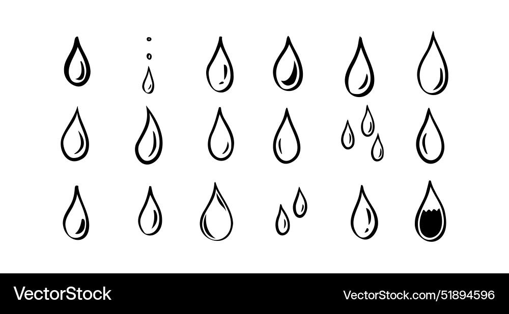 Hand drawn doodle water drop water drops icons Vector Image