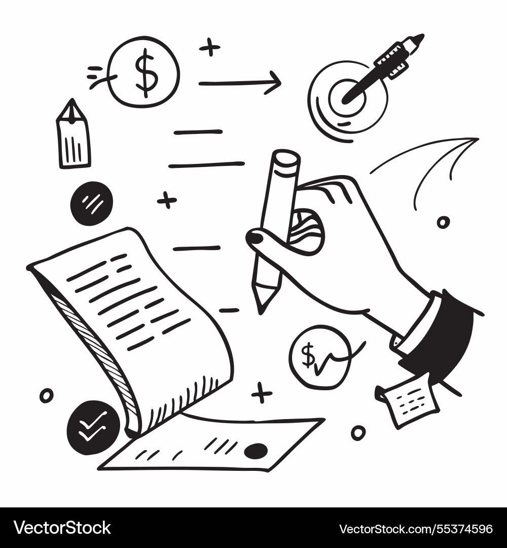 Hand signing contract with holographic agreement Vector Image