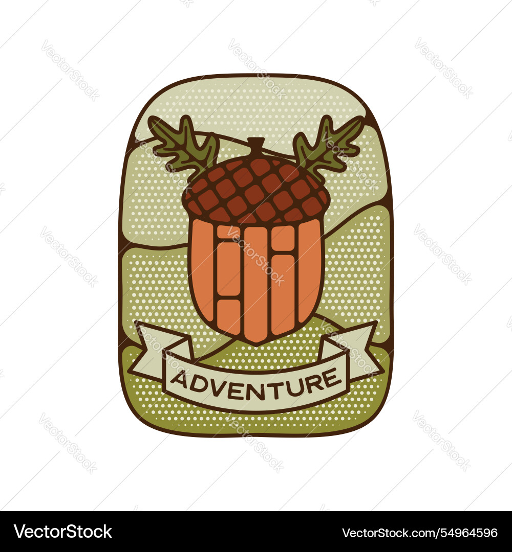 Outdoor adventure badge camping label Royalty Free Vector