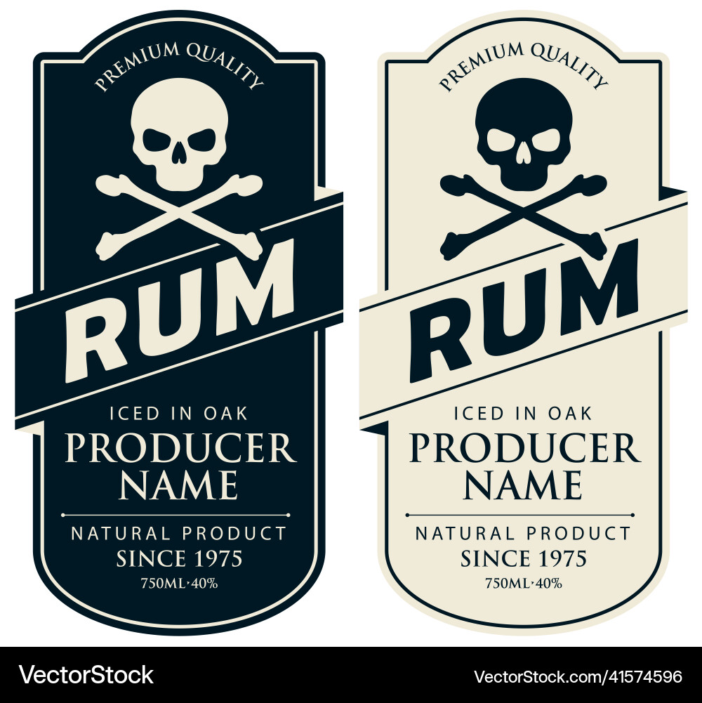 Skull & Crossbones Rum Labels Royalty Free Vector Image