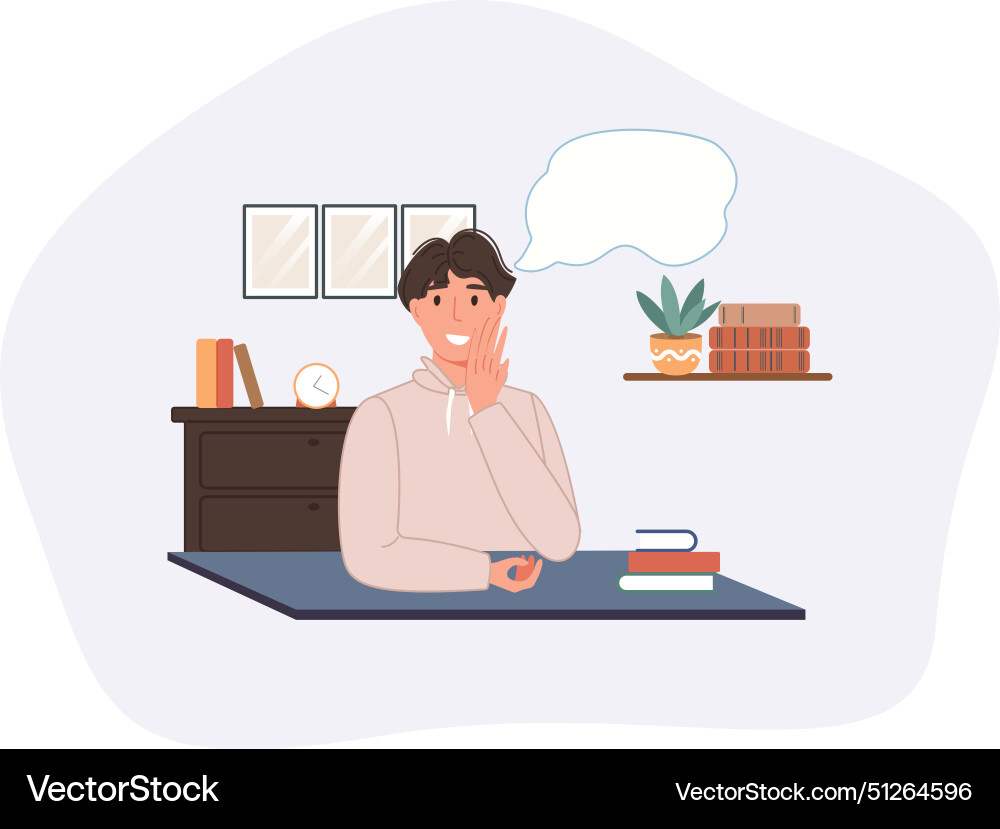Smiling dreaming boy working at home isolated Vector Image