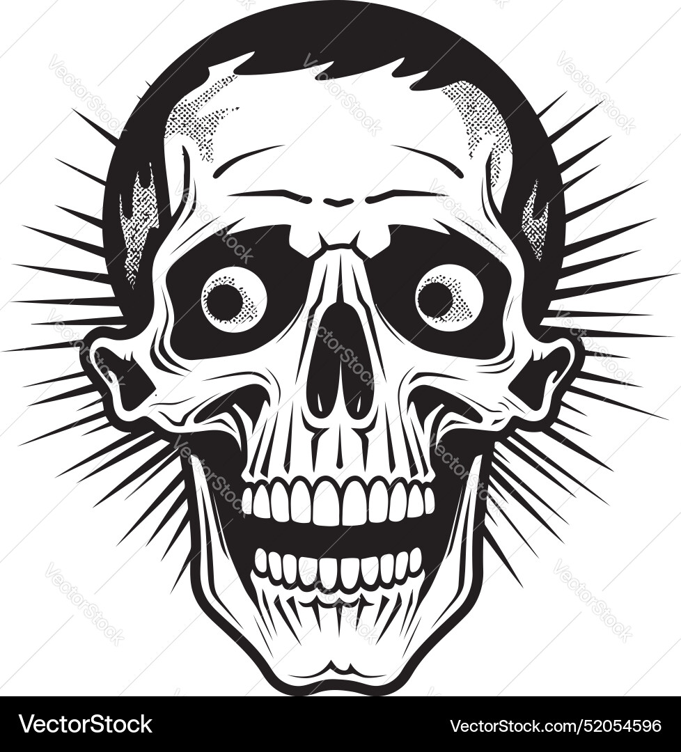 Terrifying surprise symbol shocked skeleton logo Vector Image