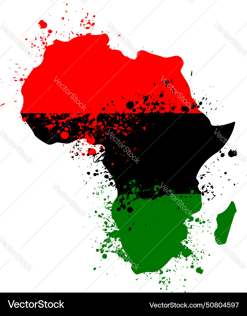 Africa shape pan african flag spattered paint Vector Image