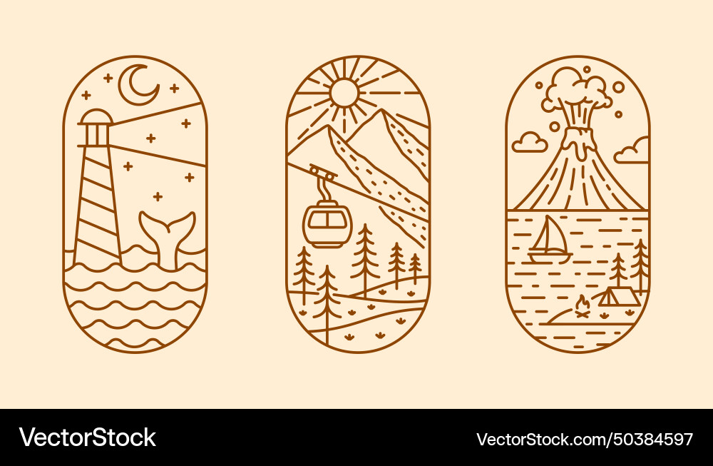Beautiful nature line art Royalty Free Vector Image