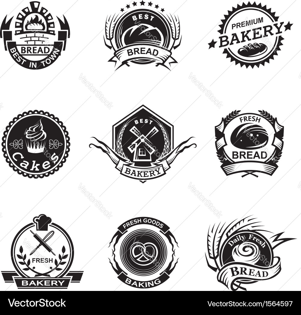 Monochrome Bakery Labels Royalty Free Vector Image