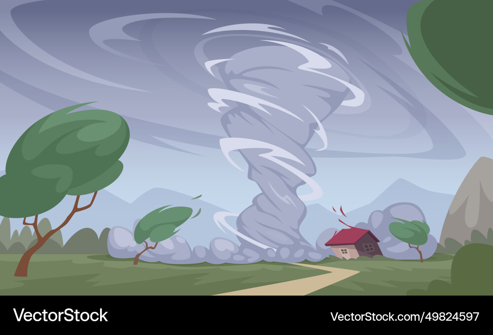 Natural disasters background with big windy Vector Image