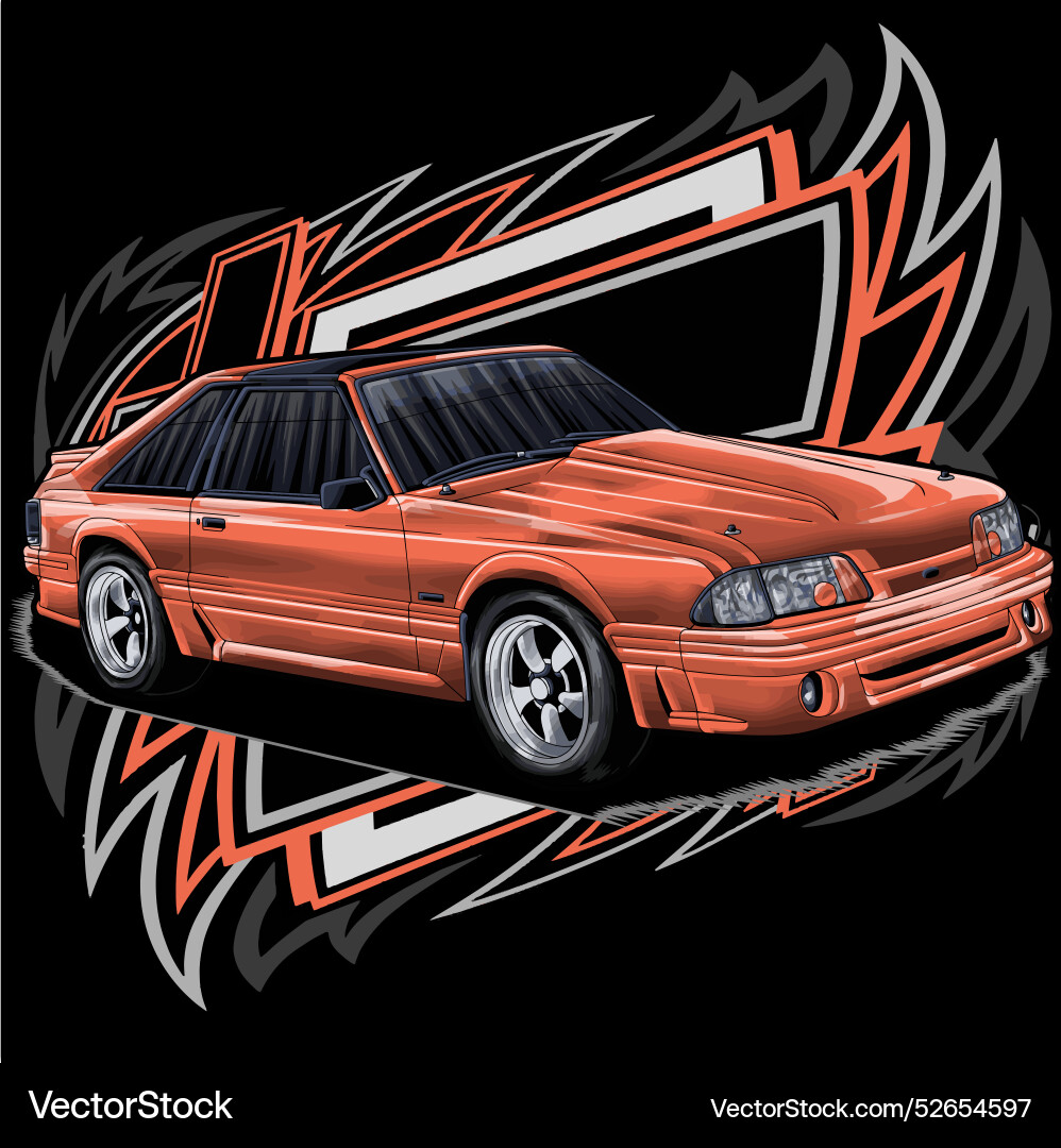 Orange drag racing car with black strip Royalty Free Vector