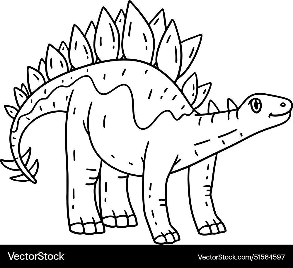 Stegosaurus dinosaur isolated coloring page Vector Image
