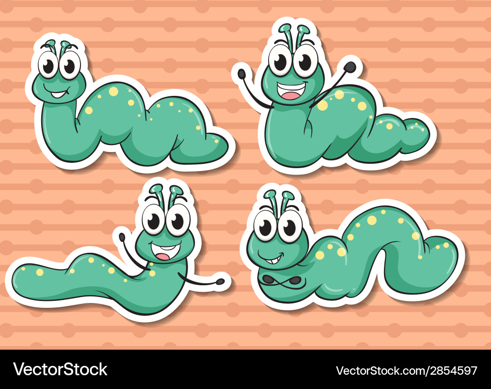 Worm set Royalty Free Vector Image - VectorStock