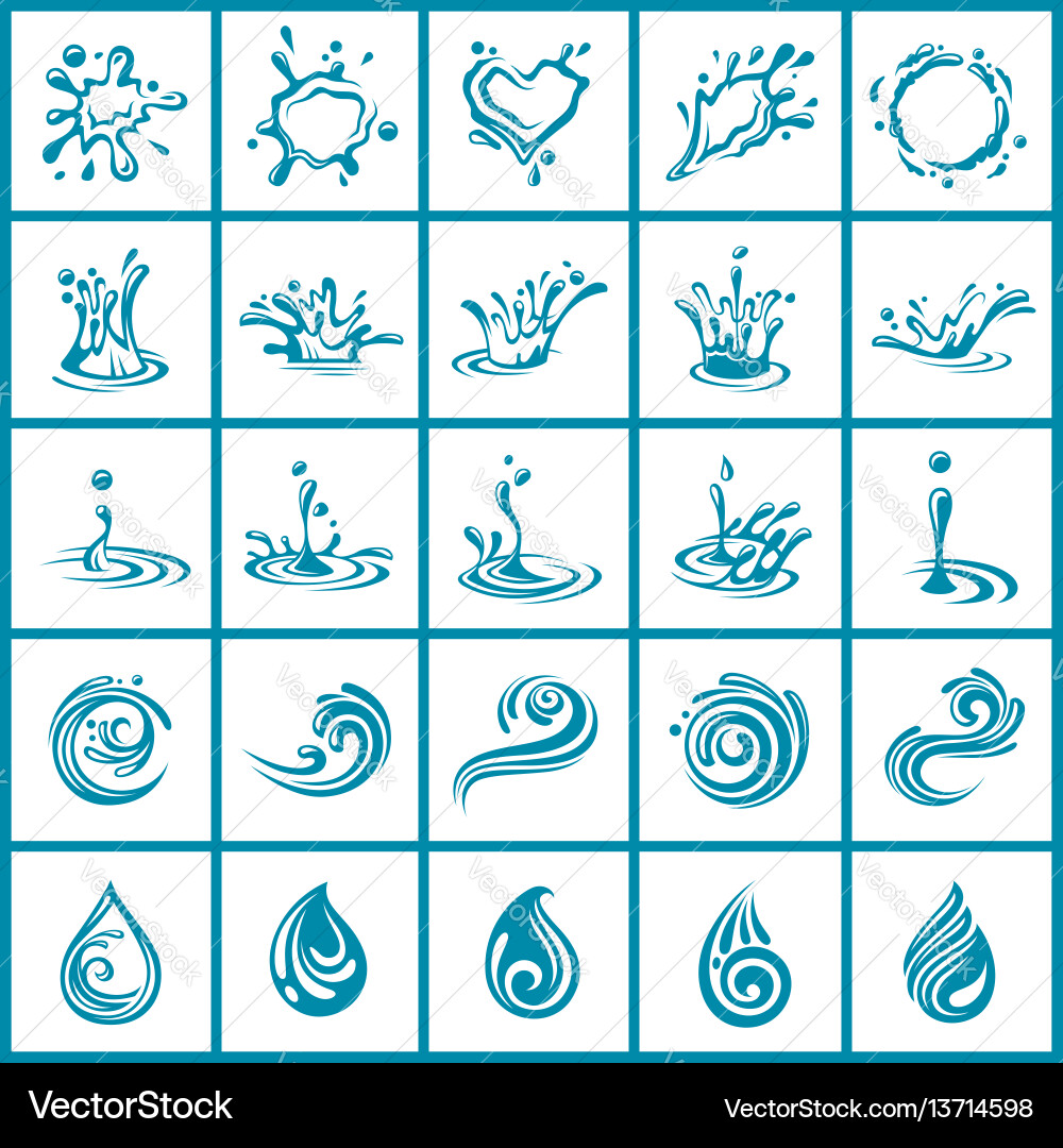 Abstract water icons set Royalty Free Vector Image
