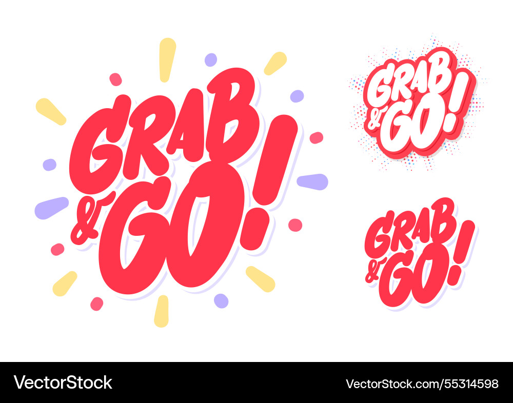 Energetic Grab & Go Sticker Royalty Free Vector Image