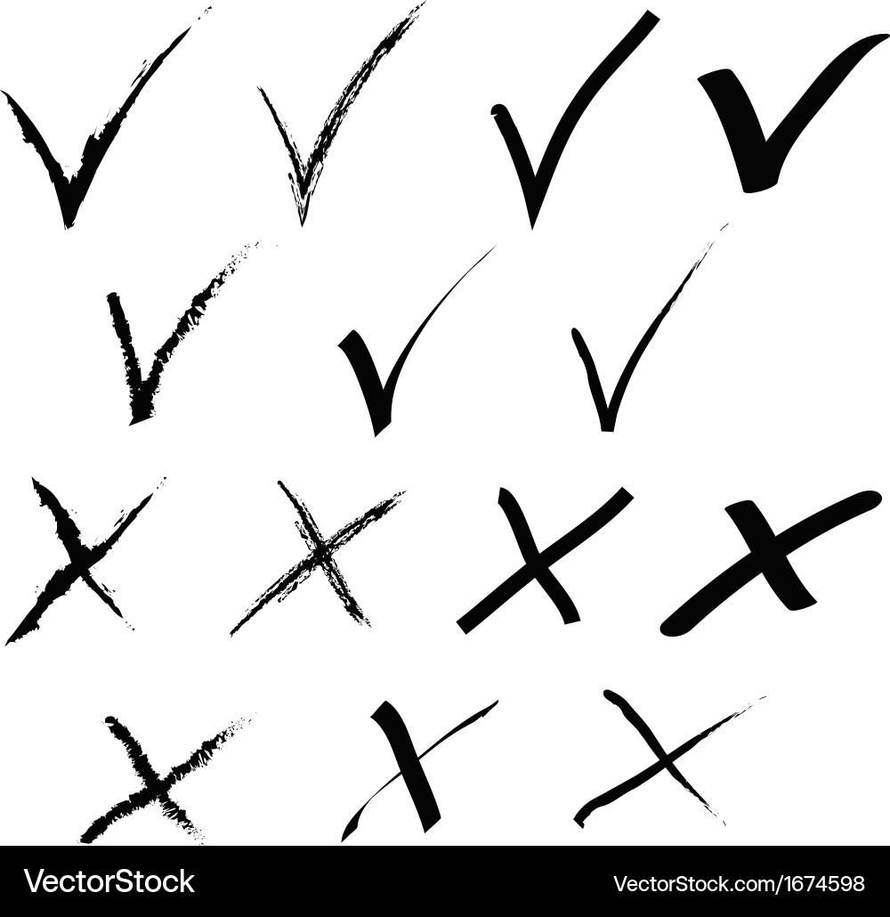 Grunge tick and cross Royalty Free Vector Image