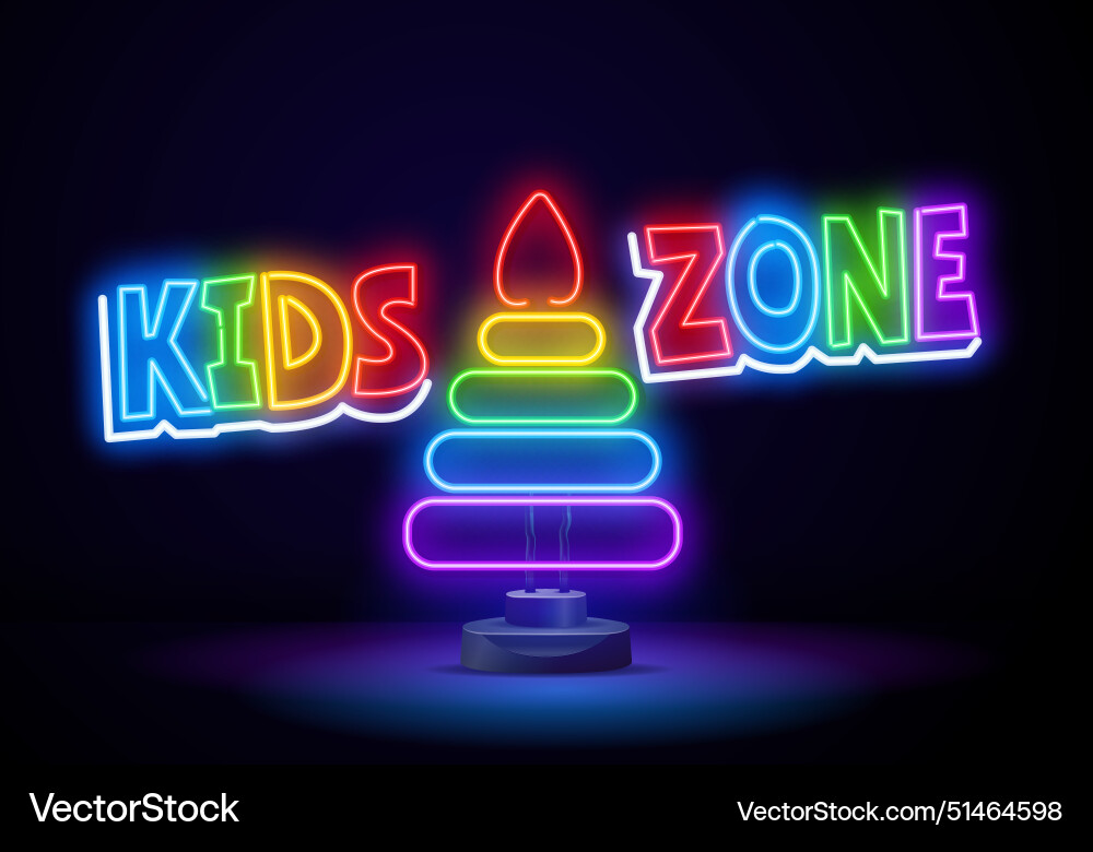 Kids zone design template neon sign light banner Vector Image