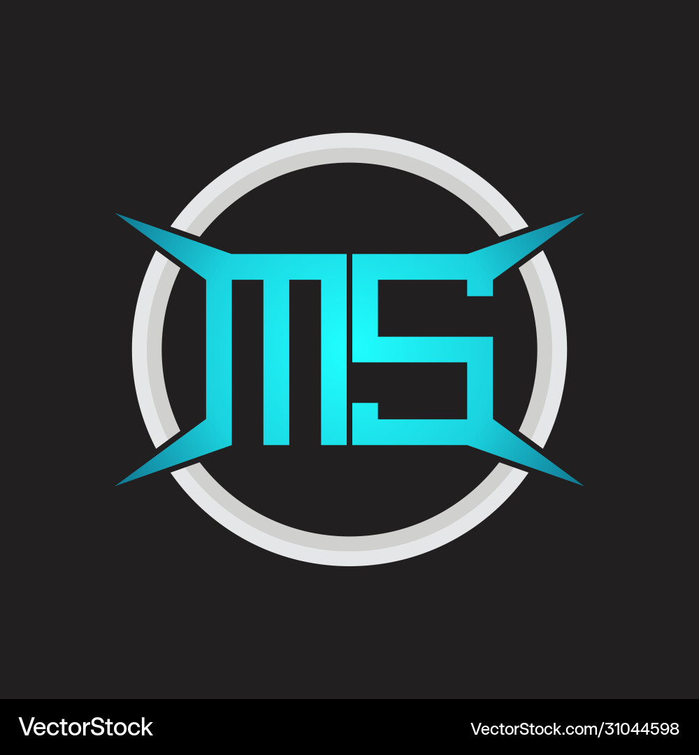 Ms logo monogram with circle and four taper shape Vector Image