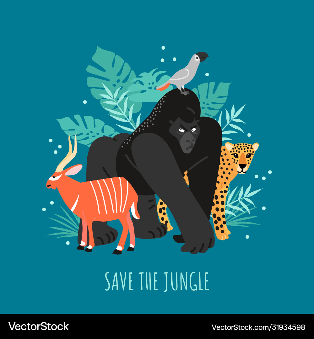 Save jungle Royalty Free Vector Image - VectorStock